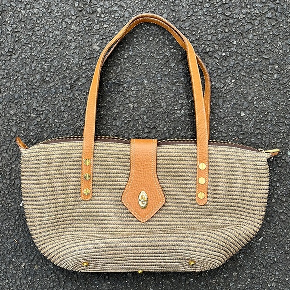 Eric Javits | Bags | Vintage Eric Javits Straw Leather Bag | Poshmark